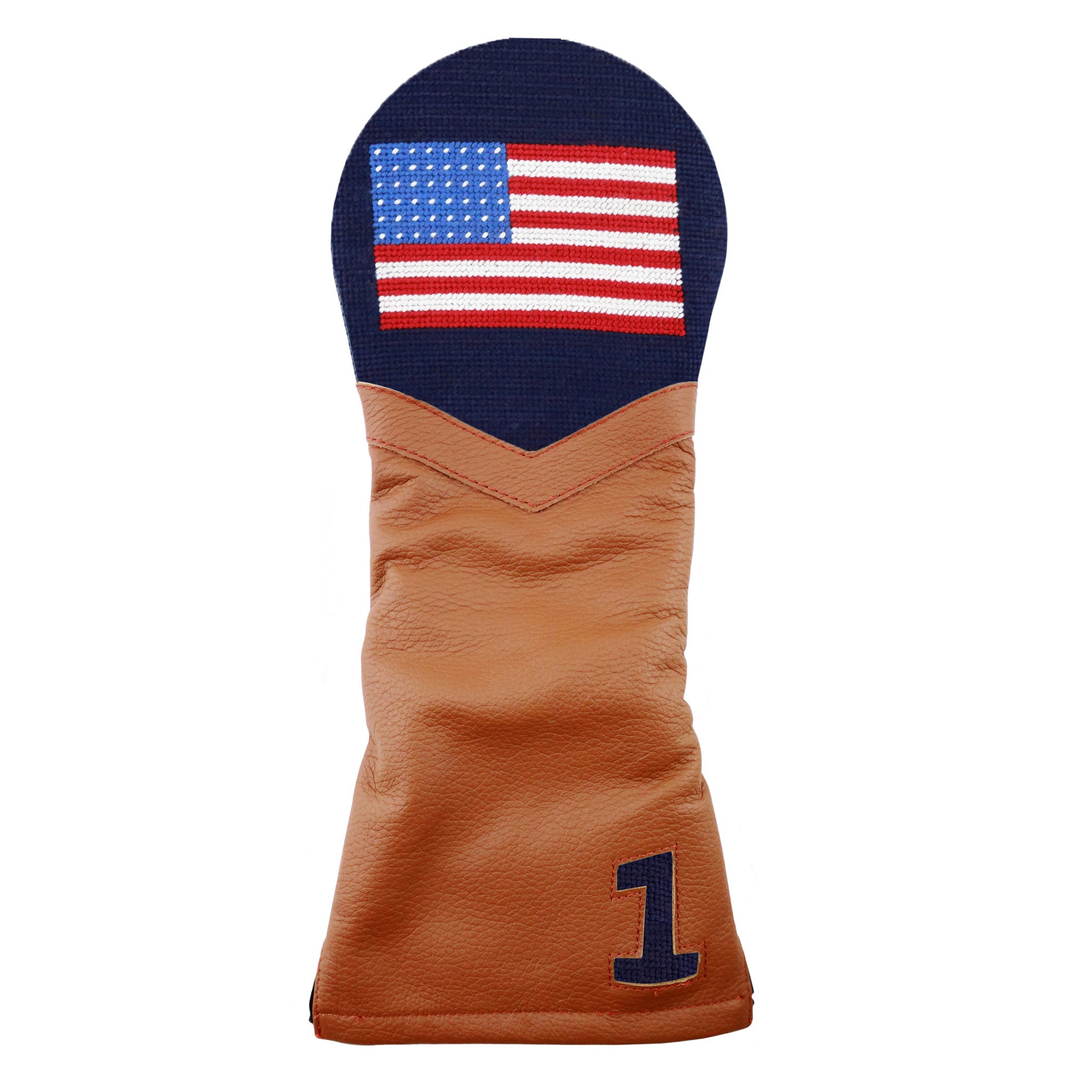 American Flag Driver Headcover (Dark Navy) (Chestnut Leather ...