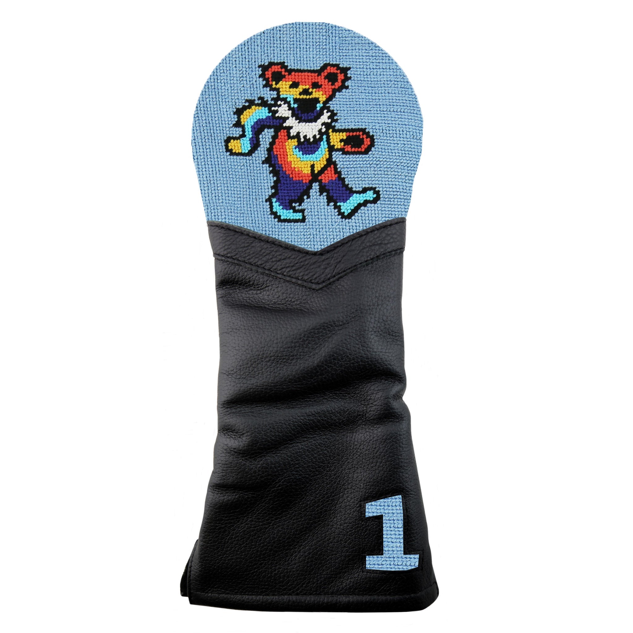 Dancing Bear Tie Dye Driver Headcover (Light Blue) (Black Leather ...