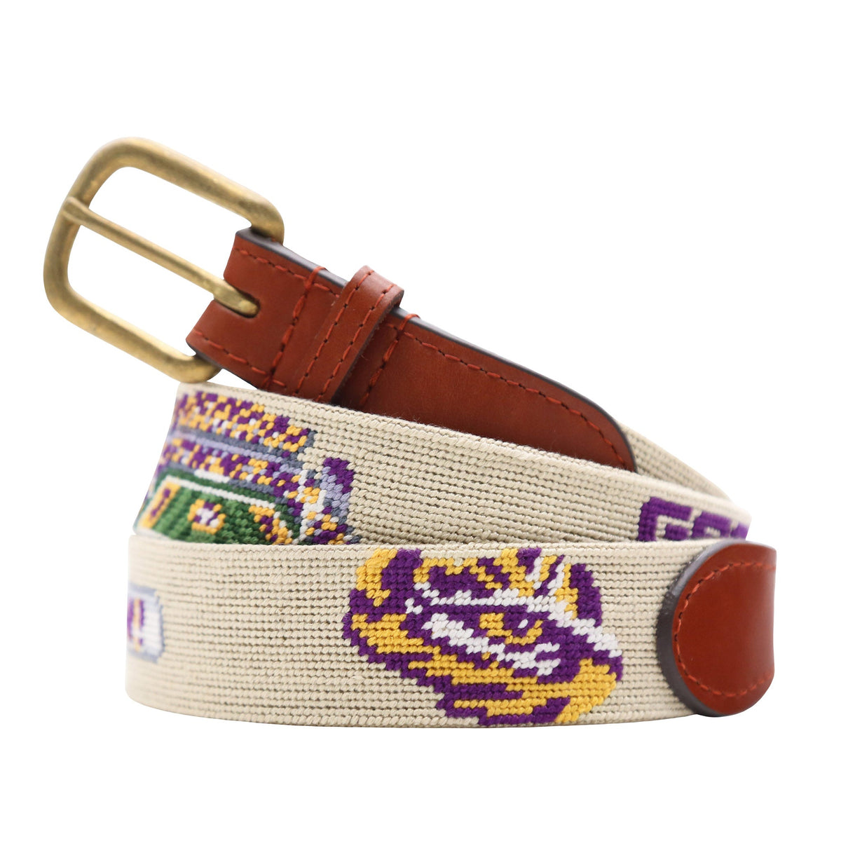 LSU Needlepoint Life Belt (Light Khaki) – Smathers & Branson